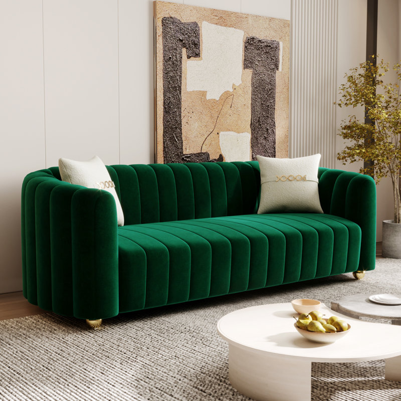 Maeesha 83.46 Velvet Sofa Green